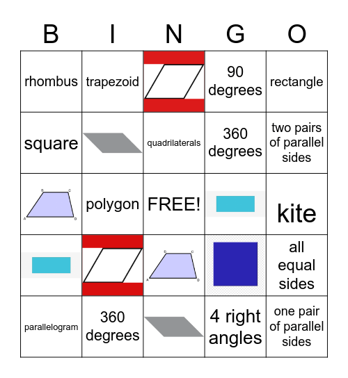 QUADRILATERALS Bingo Card