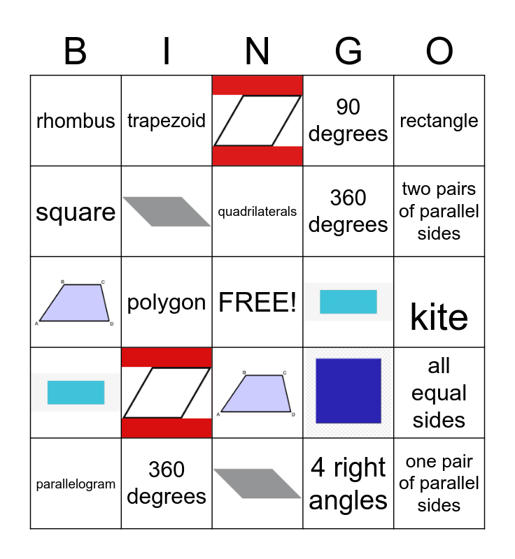 QUADRILATERALS Bingo Card