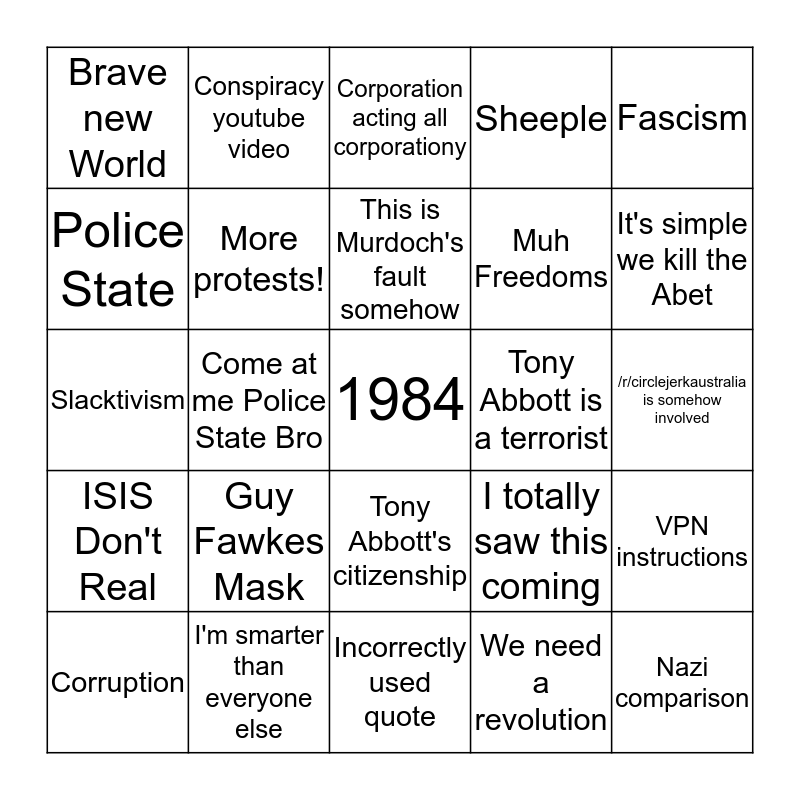 Fascism Bingo Card