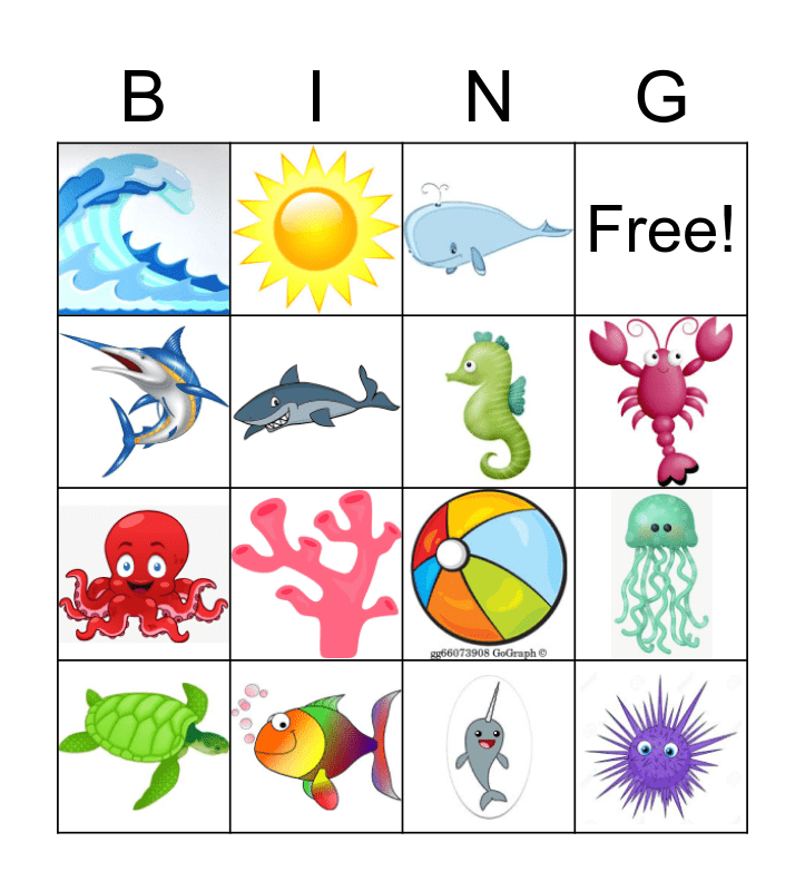 Ocean Bingo Card