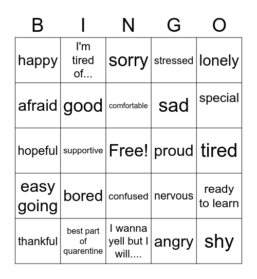 Behavior Bingo Card