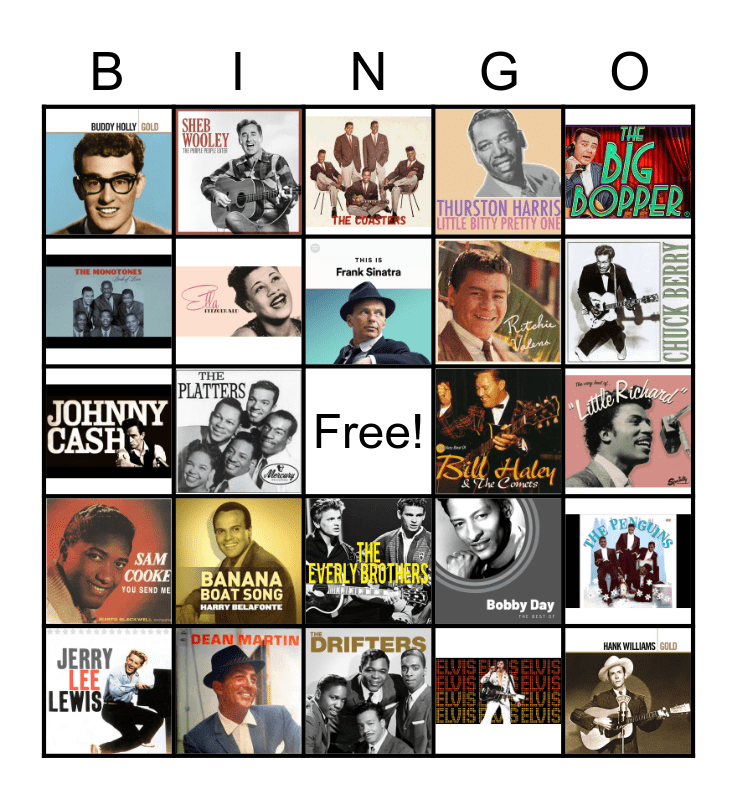 Music Bingo 1950's! Bingo Card