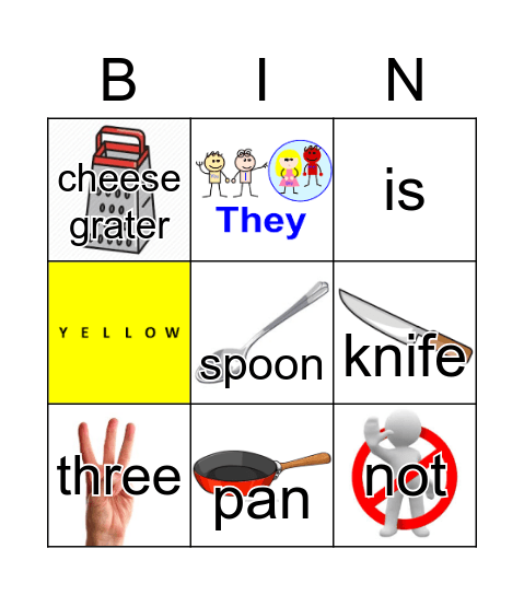 Kitchen Items Bingo Card