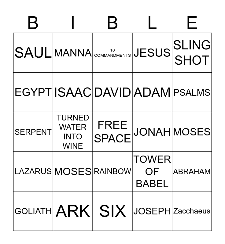 BIBLE TRIVIA Bingo Card