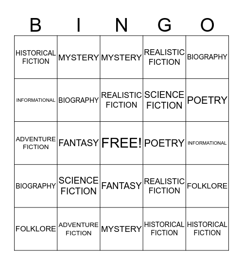 GENRE BINGO Card