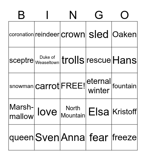 FROZEN Bingo! Bingo Card
