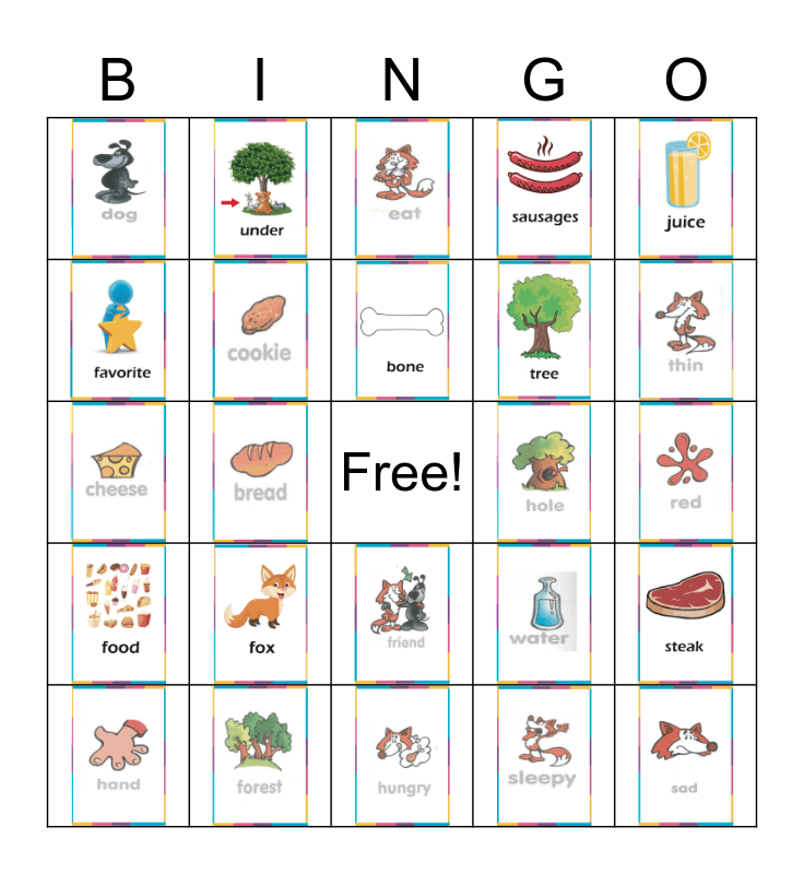 The Fox and The Dog Bingo Card