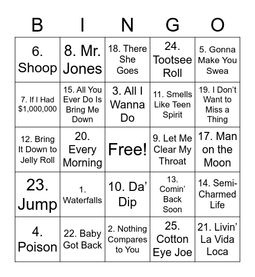 Round One Bingo Card