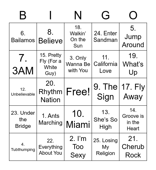 Round Three Bingo Card