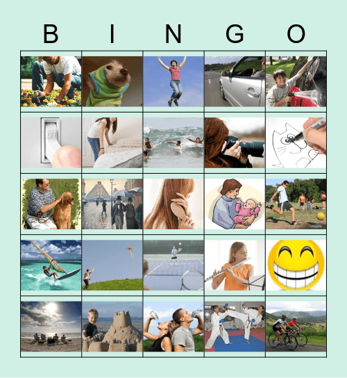 Action Verbs Bingo Card
