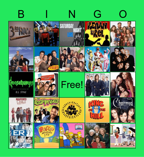 1990's Television Shows Bingo Card