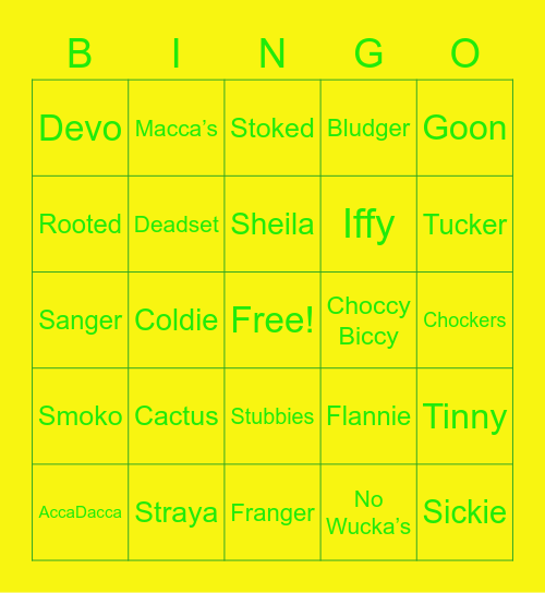 Bogan BINGO Night Bingo Card