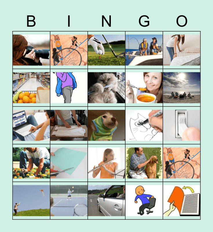 Action Verbs Bingo Card