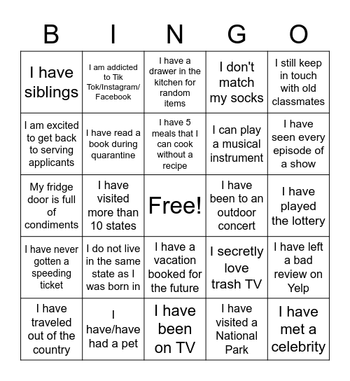 Appeals Bingo Night! Bingo Card