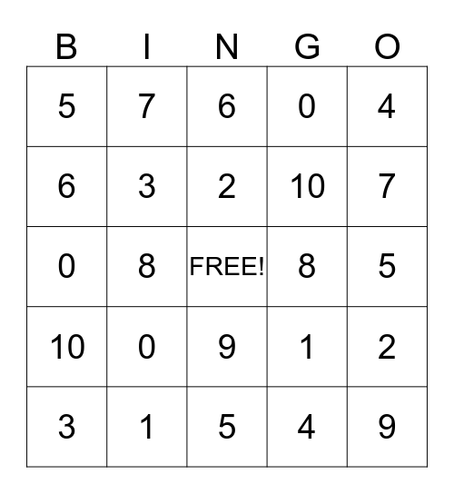 friends of ten Bingo Card