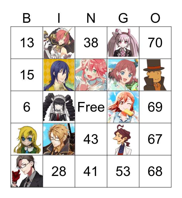Favorite Character Bingo Card