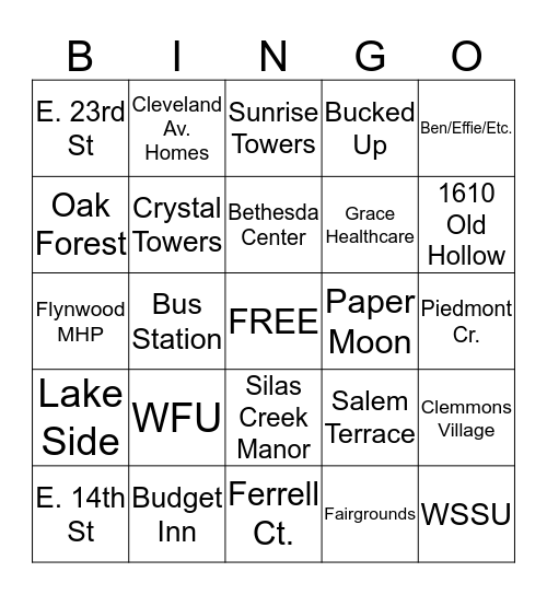 Dispatcher Bingo - Locations Bingo Card
