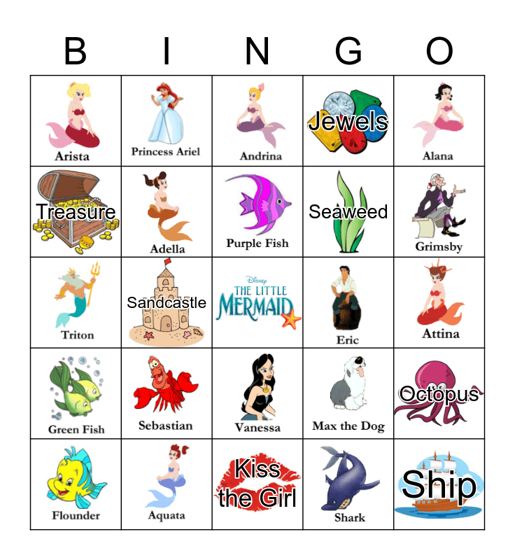 The Little Mermaid Bingo Card