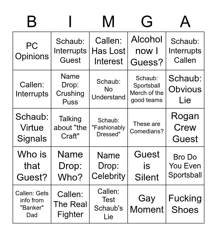 TFATK BIMGA Bingo Card