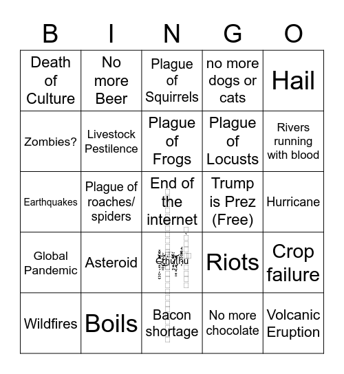 Apocalypse Bingo Card