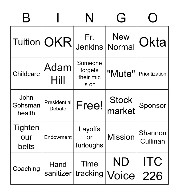 All Hands 6/3 Bingo Card
