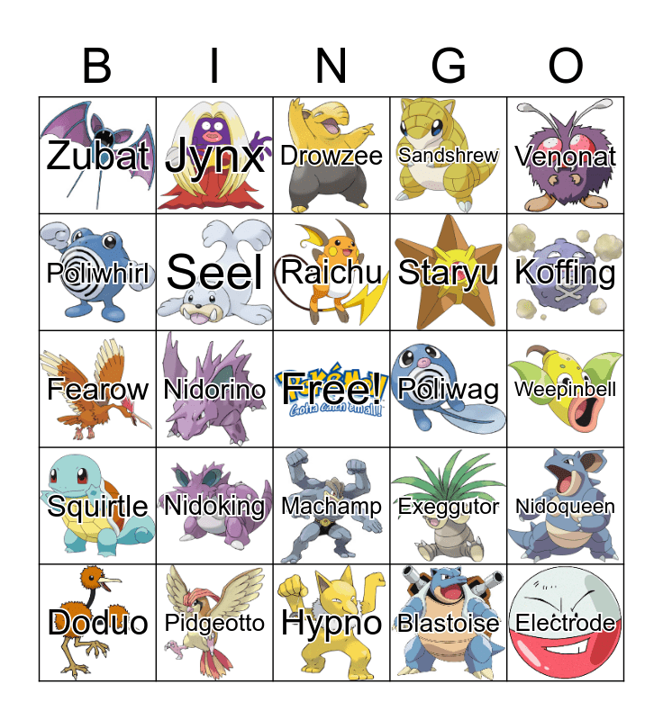 Birthday Bingo Pokemon Bingo Card