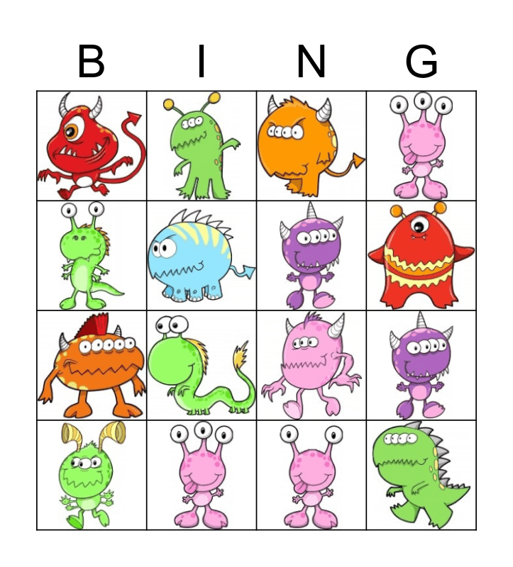 MONSTERS BINGO Card