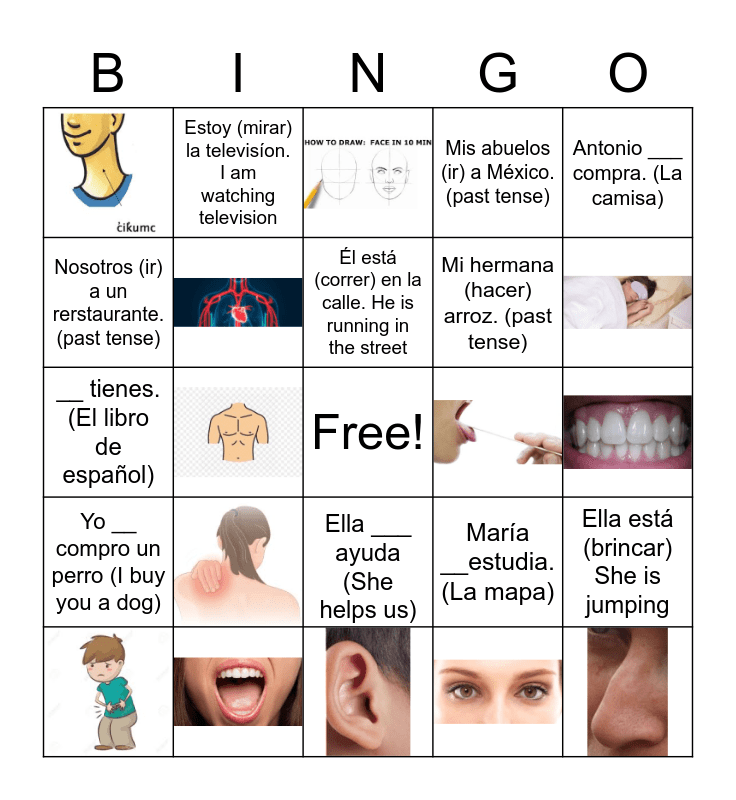 9th grade Spanish review Bingo Card