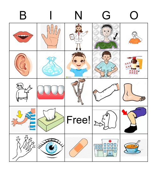 Las partes del cuerpo Bingo Card