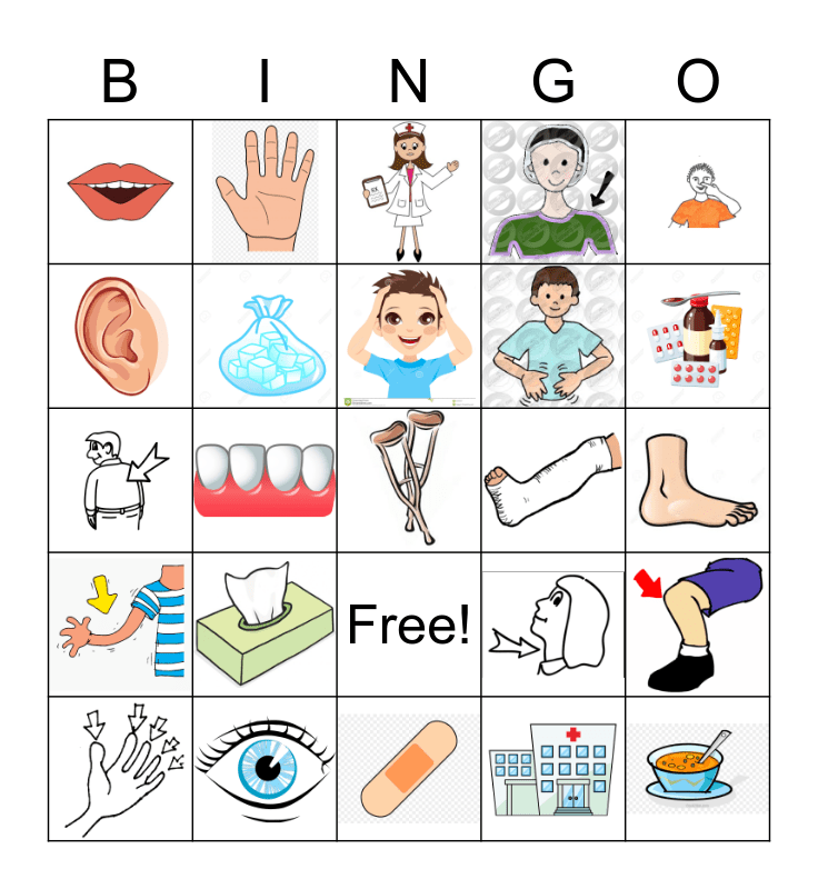 Las partes del cuerpo Bingo Card