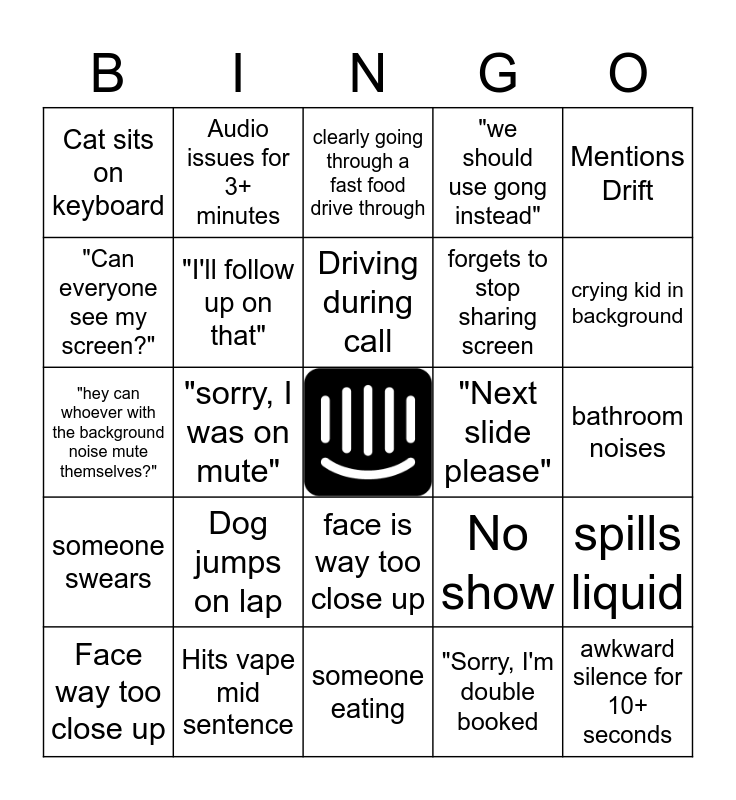 Intercom Conference Call Bingo Card