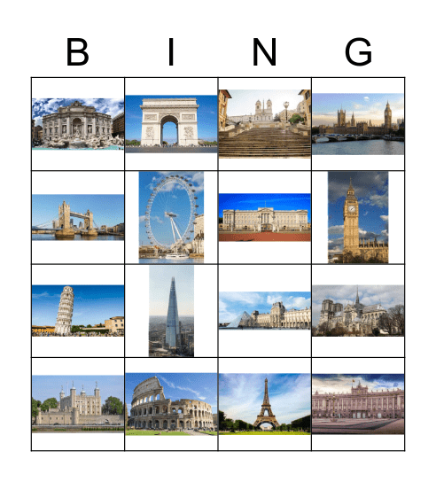 Europe Landmarks Bingo Card