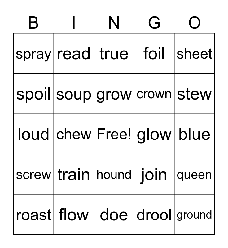 Vowel team review Bingo Card