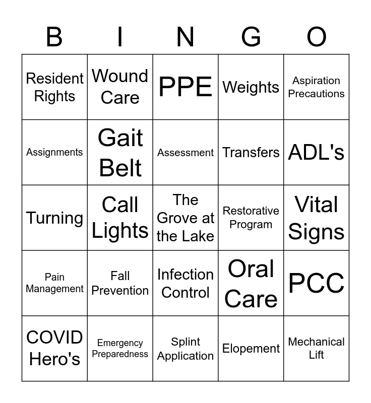 Celebrating Our C.N.A.'s! Bingo Card