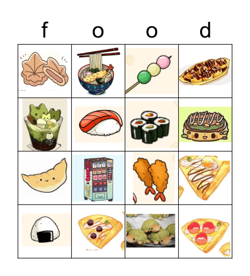 Japanese Bingo Card