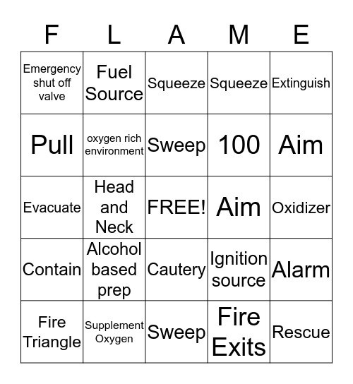 Fire SAfety BINGO Card