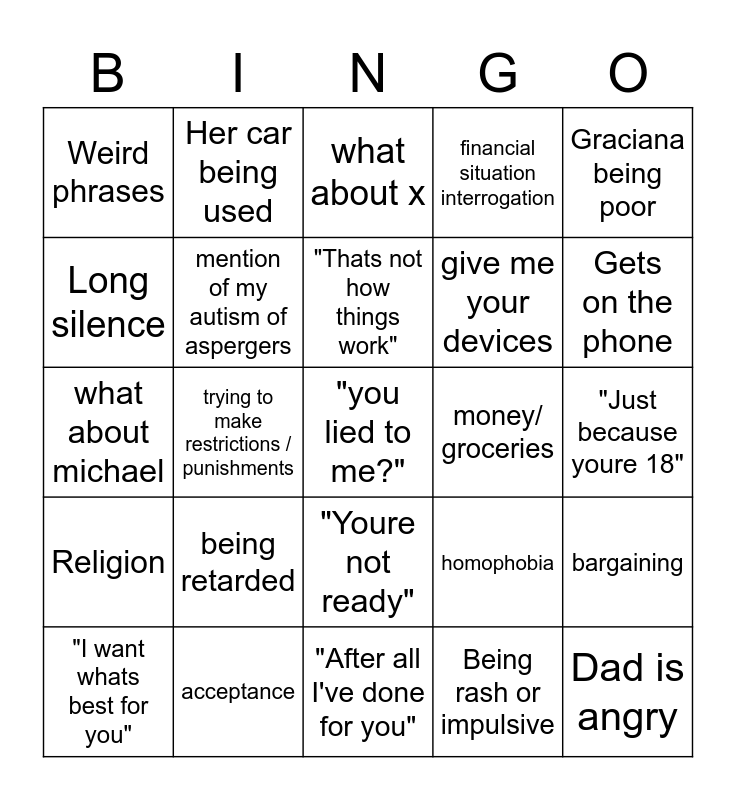 Moving out bingo Card