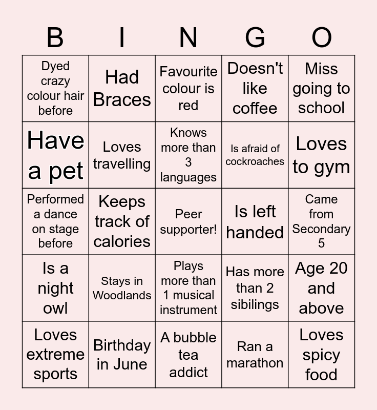 Peer Supporter Bingo Card Bingo Card