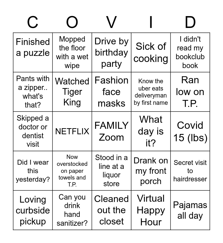 Savage Socially Distancing Game Bingo Card