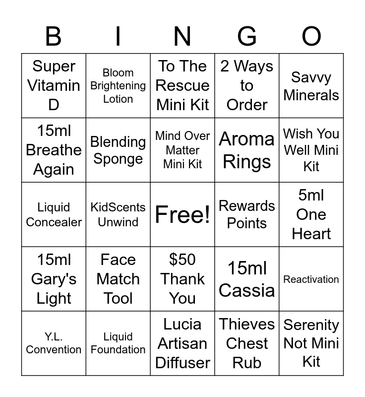 Essential Families Bingo Card