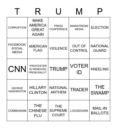 TULSA TRUMP RALLY BINGO Card
