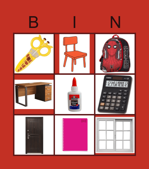 Classroom Objects Bingo Card