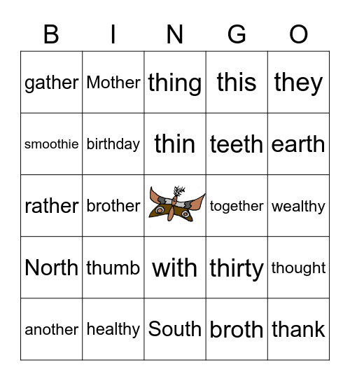 Digraph th Bingo Card