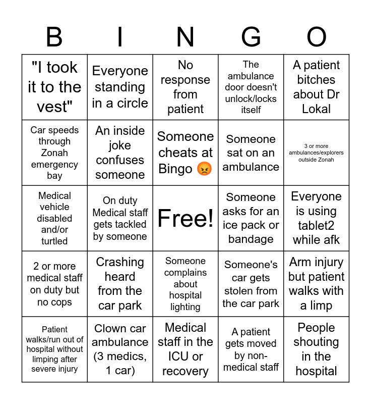 OB BMG Bingo Card