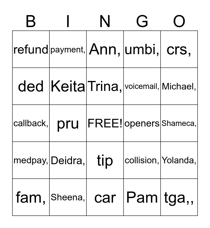 Boss Day Bingo Card