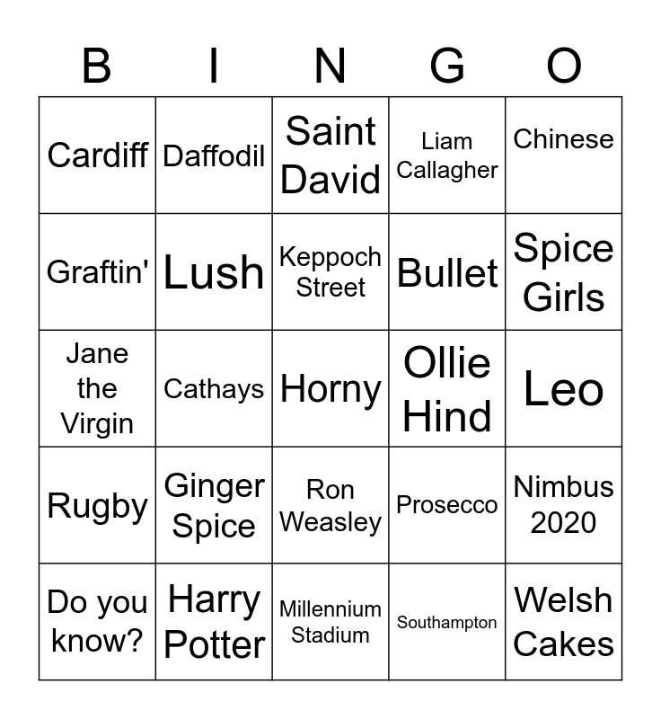 Laura's 30th Birthday Bingo Card