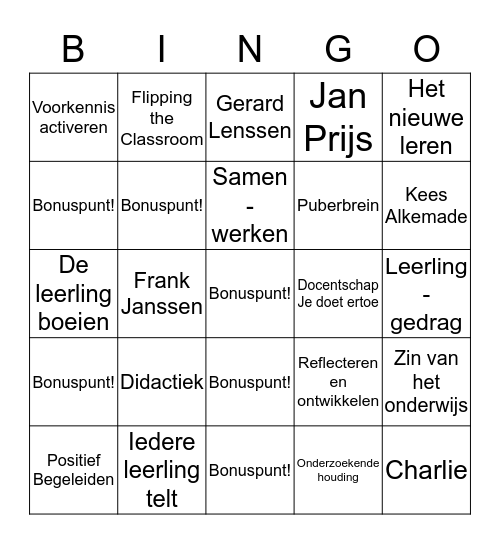 P - BINGO Card