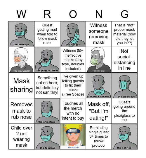 Ineffective Face Masks and Other Broken Rules: Bingo Edition Bingo Card