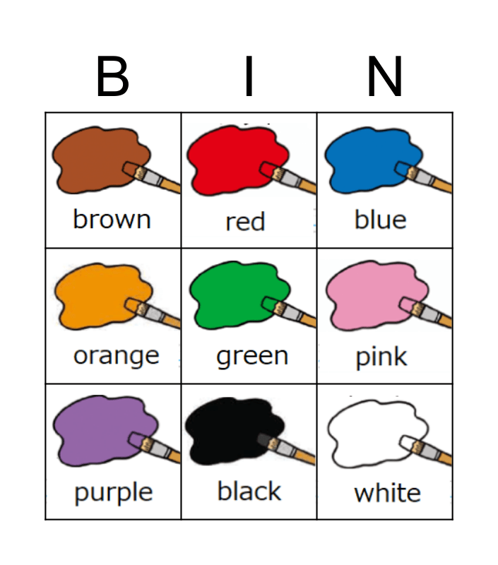 Colors ESL Bingo Card