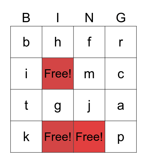 OG Sounds to Lesson 13 Bingo Card